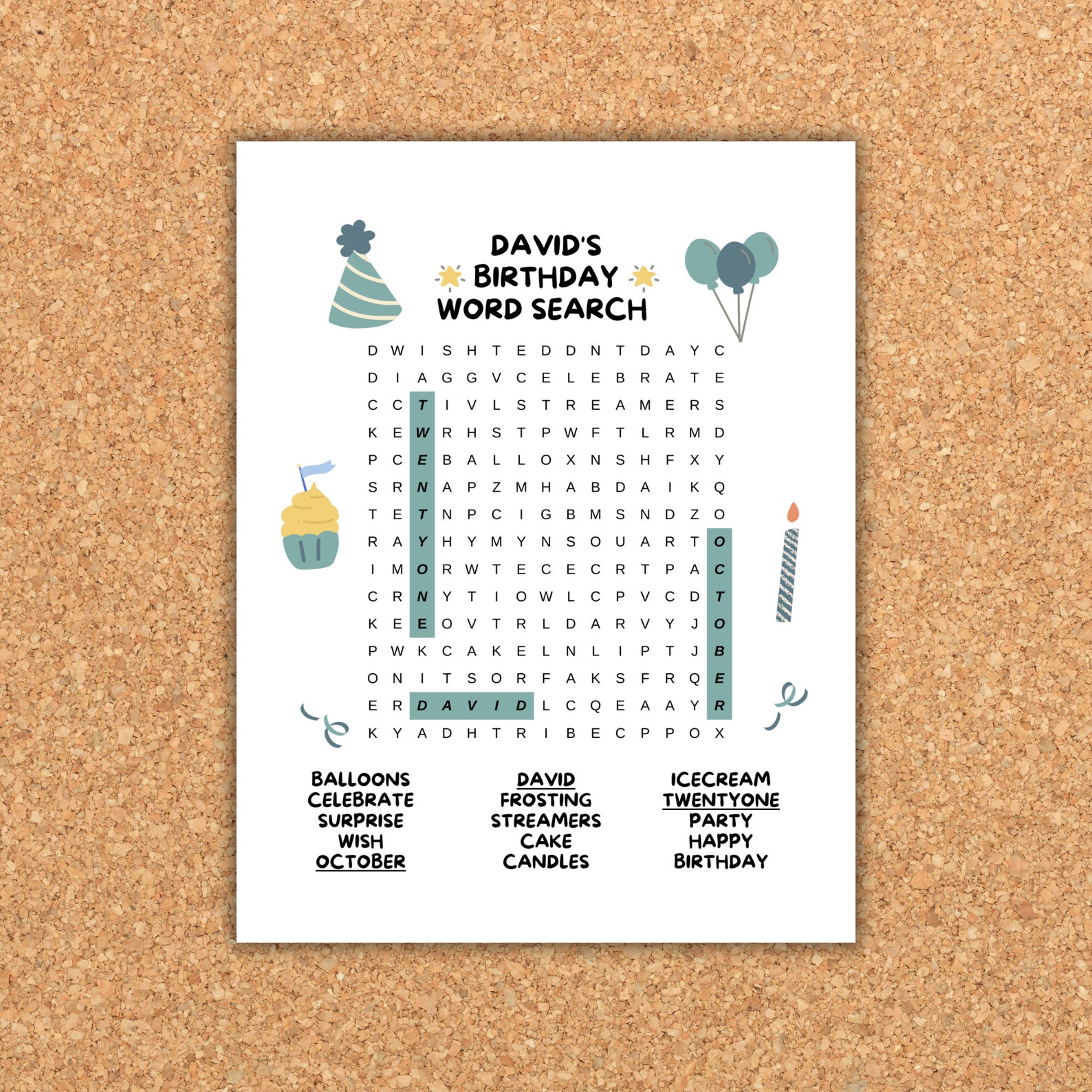 Personalized Happy Birthday Word Search Printable, Custom Birthday ...