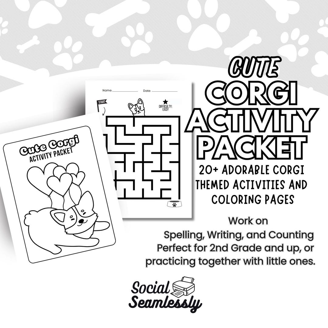 Fun Pet Printable Activities for Kids - 20+ Cute Corgi Themed ...