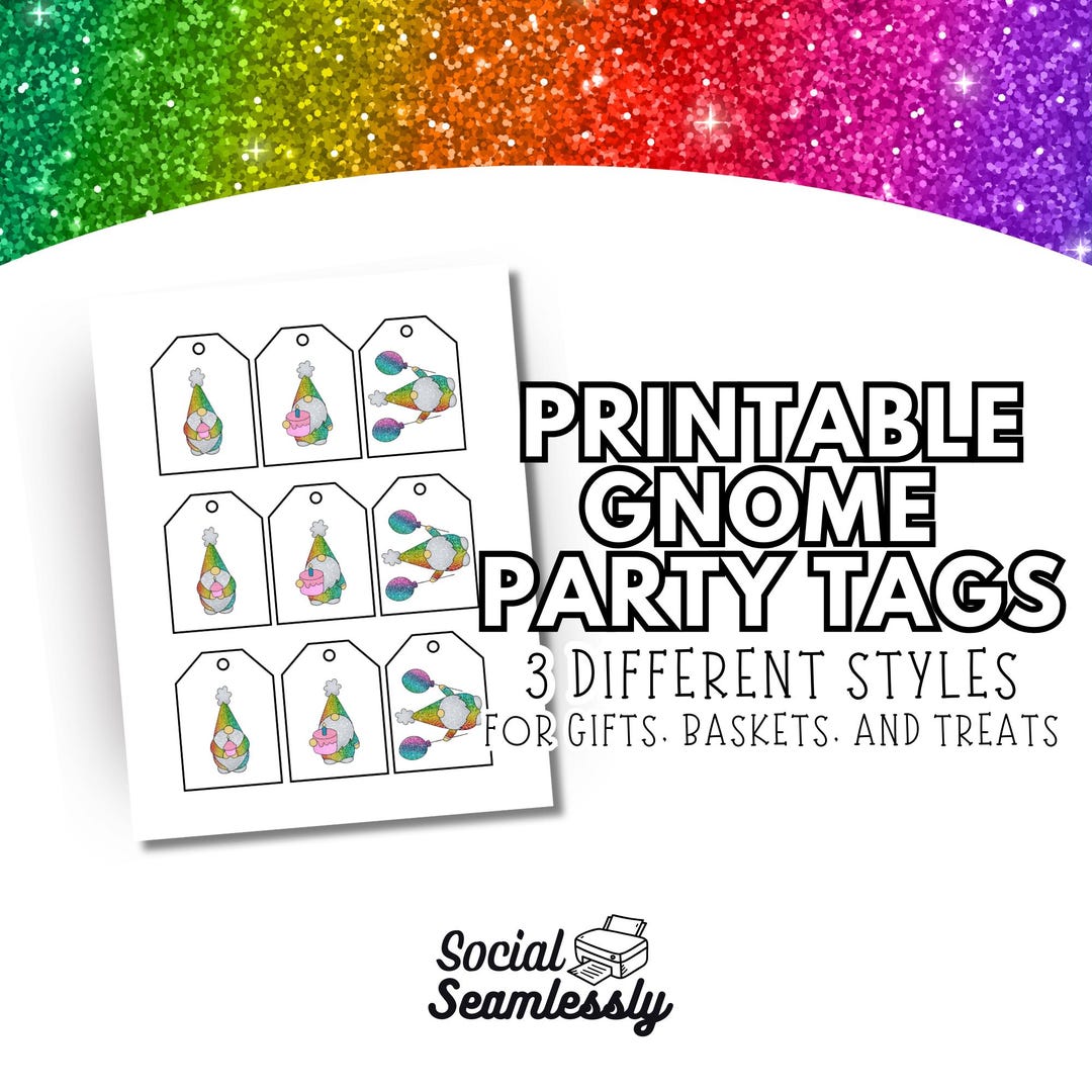 Printable Gnome Tags for Gifting - Attach to Treats, Treat Bags, Party ...