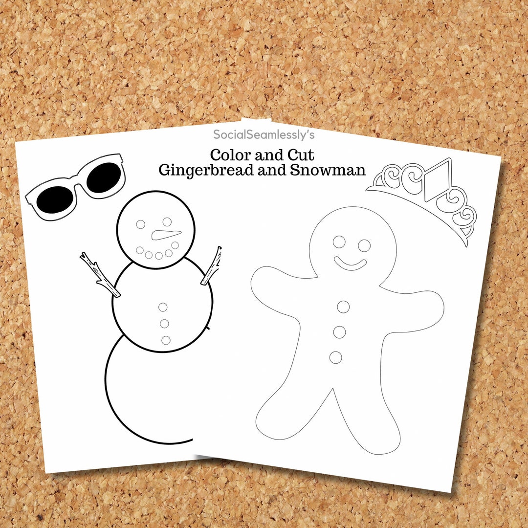 Printable Disguise a Gingerbread Man and Snowman Coloring Pages Color ...