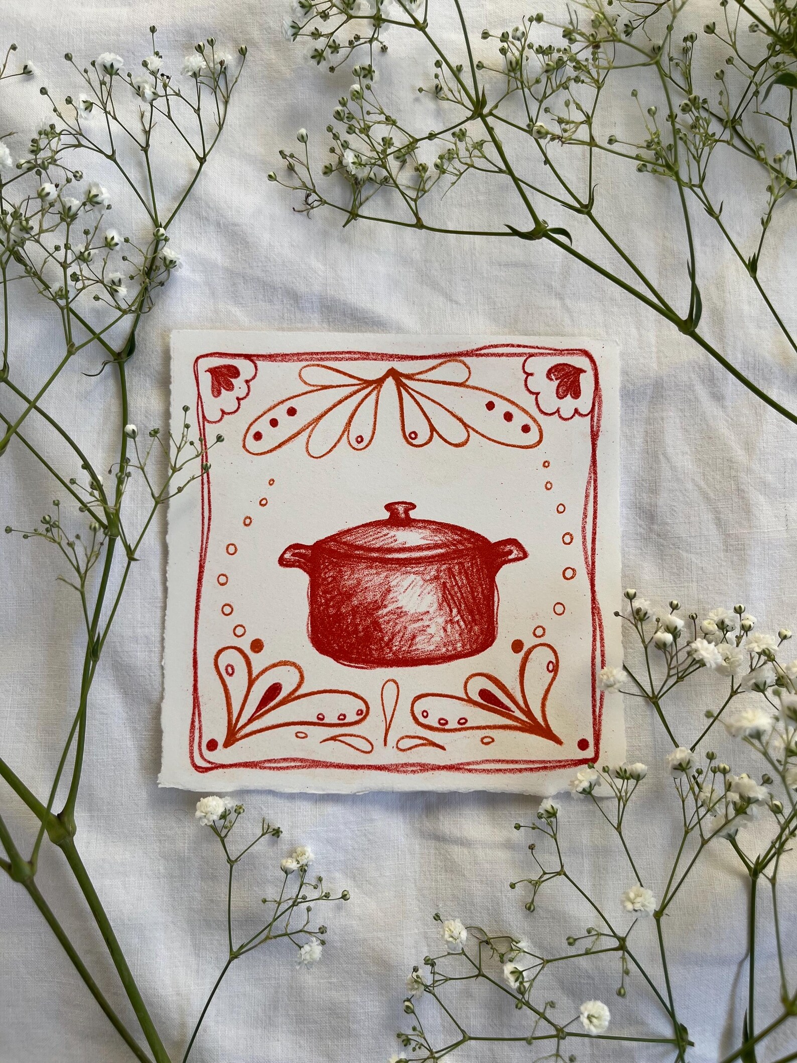 Cooking Pot Illustration, Small Original Lithograph Print, dutch Oven ...