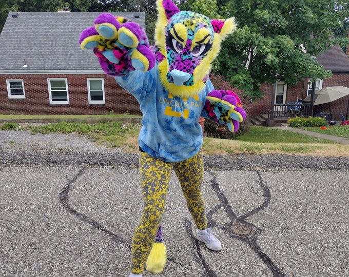 Leopard Fursuit Partial Rainbow Lisa Frank Inspired - Etsy