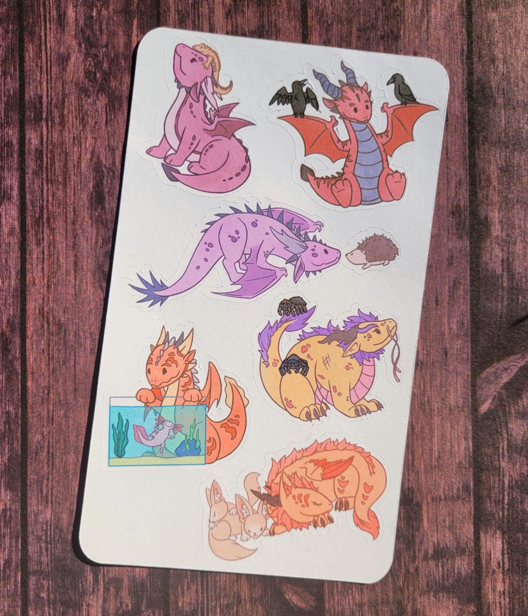 Cute Dragon Sticker Sheet, Dragons With Unusual Pets Stickers, Hand ...