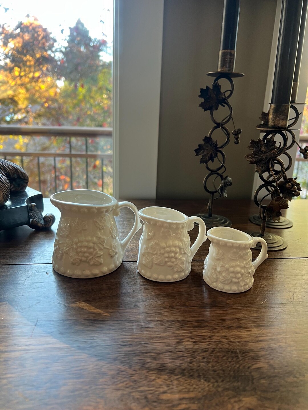 Vintage Measuring Cups Set of Three Pitchers/creamers 1/2, 1/4, 1/8 Cup ...