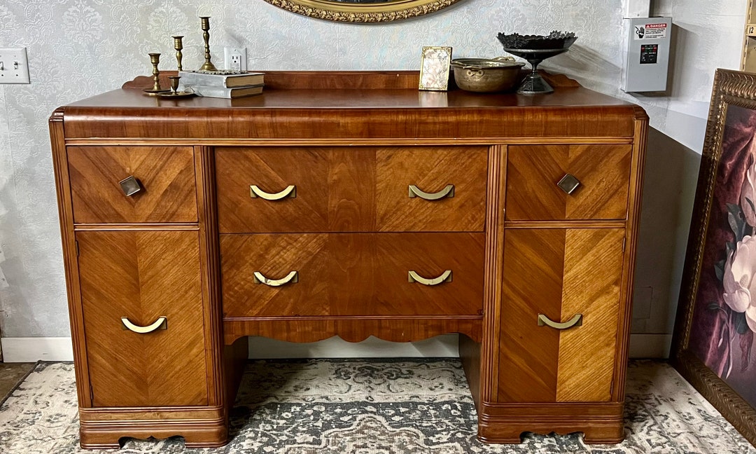 Vintage Art Deco Waterfall Buffet MCM Mid Century Style - Etsy