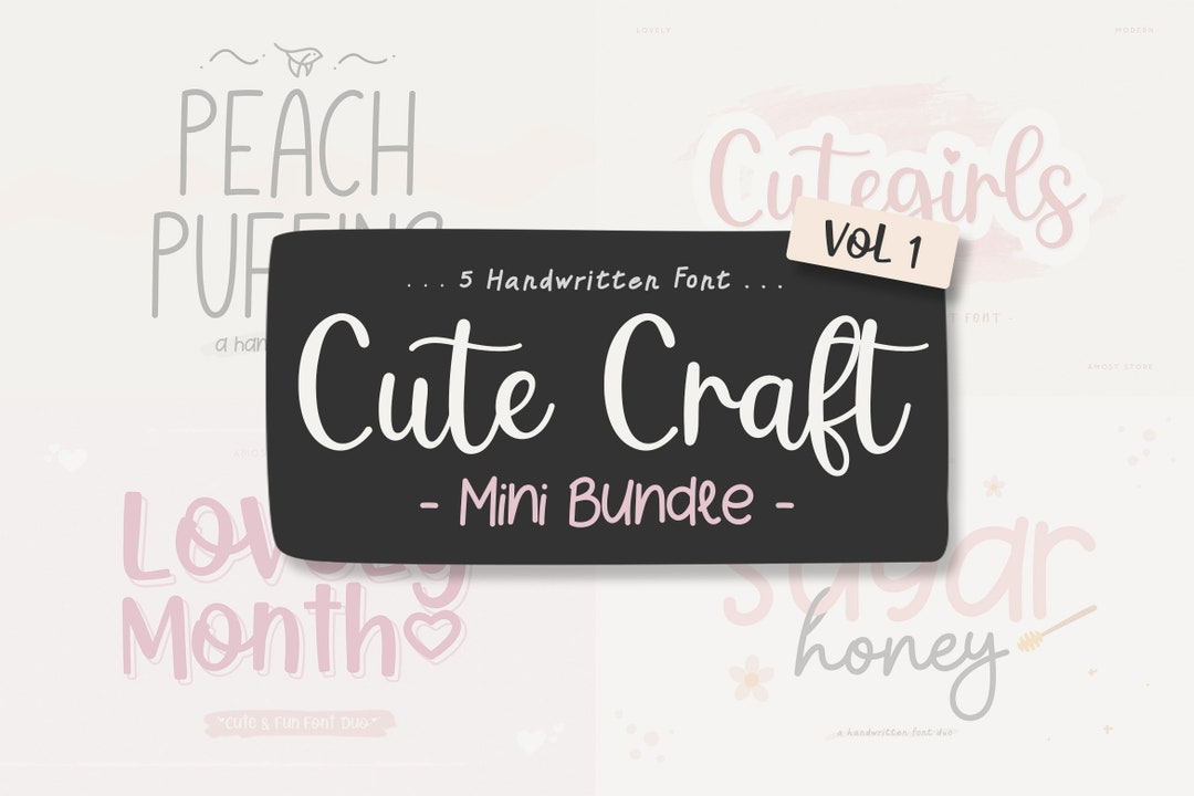Cute Craft Font Bundle, Procreate Font, Canva Font, Cricut Fonts ...