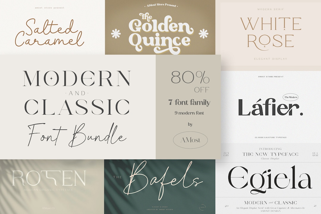 Modern & Classic Font Bundle, Cricut Font, Retro Font, Vintage Font ...