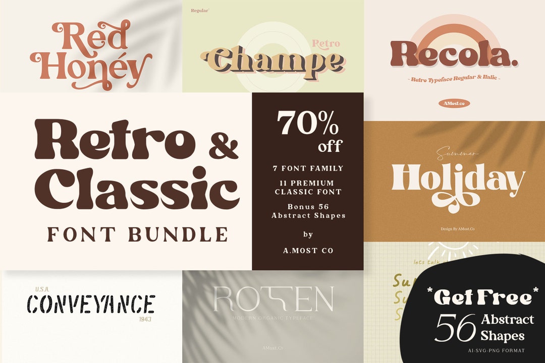 Retro & Classic Font Bundle, Cricut Font, Retro Font, Vintage Font ...