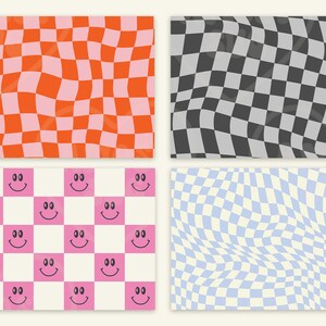10 Retro Wavy Checker Background, Checkered Pattern, Instant Download ...