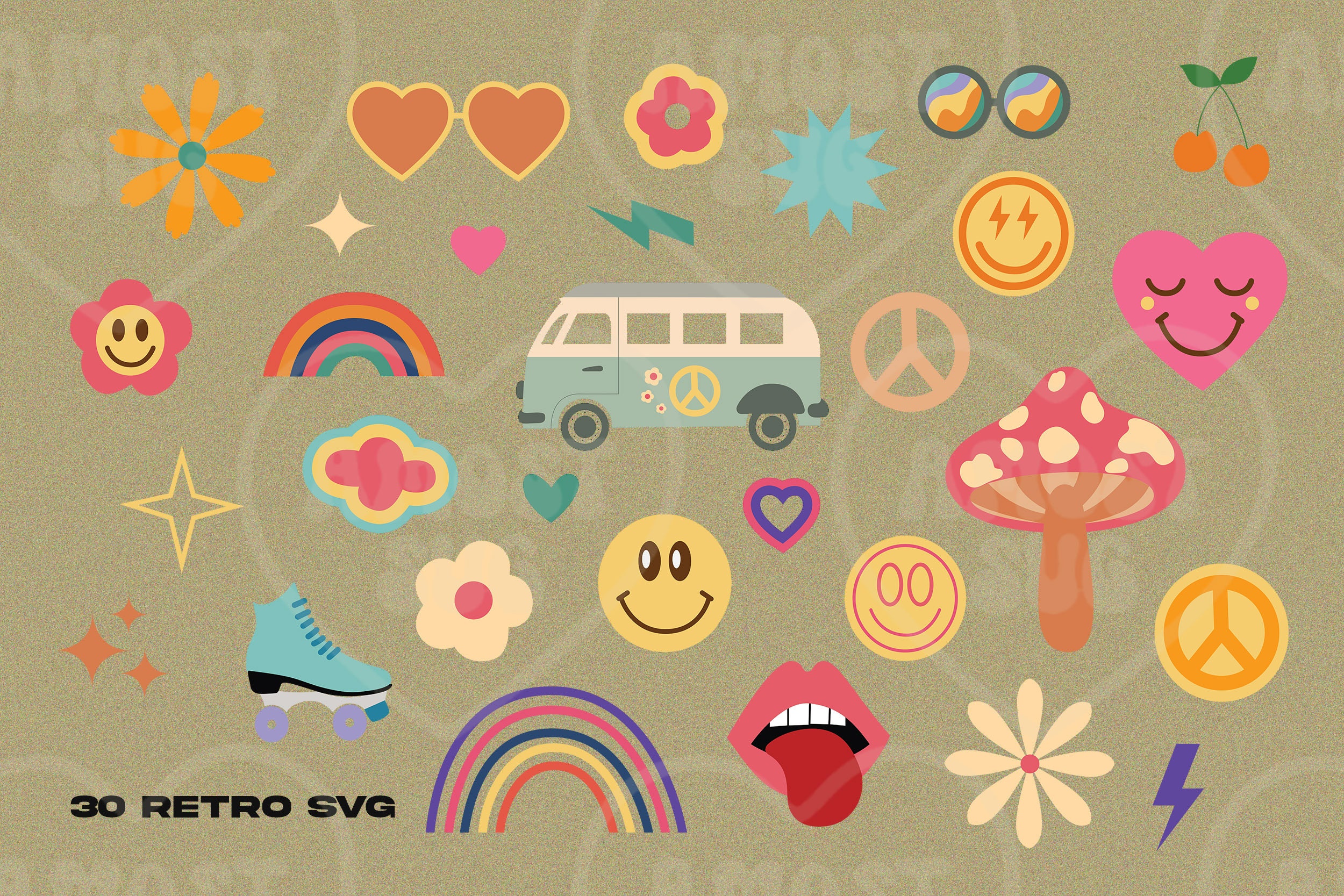 Boho Hippie Svg, Groovy Svg, Retro Svg, Boho Hippie Clipart, Retro ...