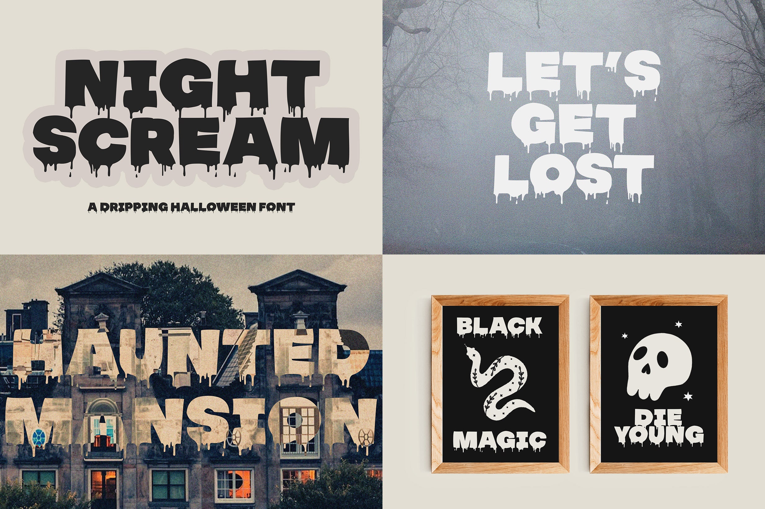 Halloween Font Bundle, Procreate Font, Canva Font, Cricut Fonts, Groovy ...