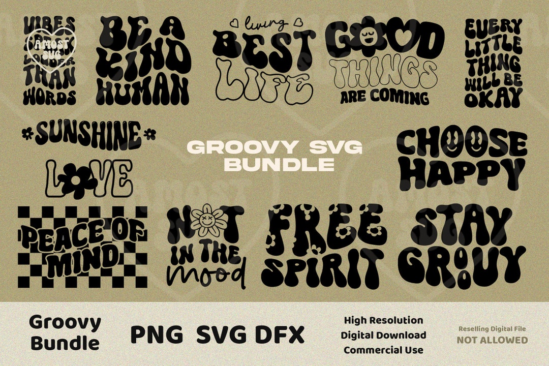 Groovy SVG Bundle, Retro SVG, Boho SVG, Hippie Svg, Aesthetic Svg ...
