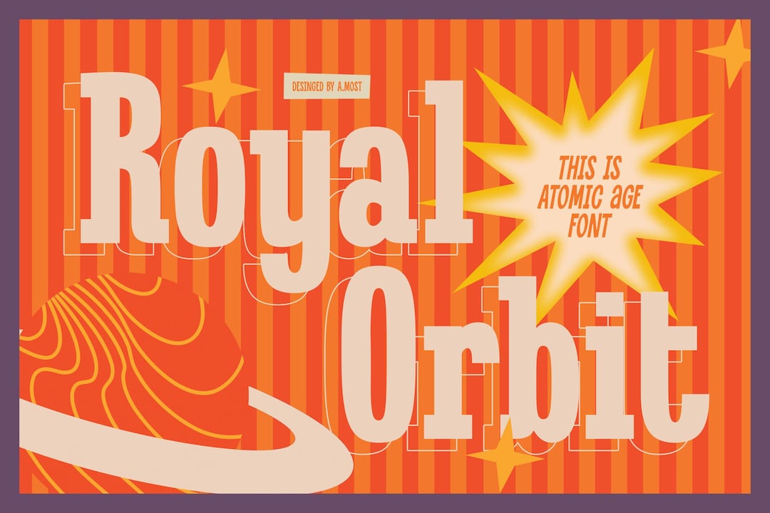 Royal Orbit Typeface, Mid Century, Retro, Vintage, Classic, Nostalgic ...
