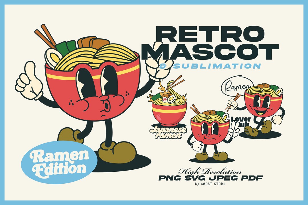 Retro SVG Bundle Cartoon Characters, Retro Mascot PNG Clipart Digital ...