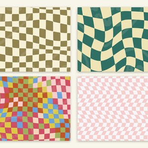 10 Retro Wavy Checker Background, Checkered Pattern, Instant Download ...