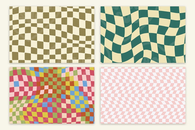 10 Retro Wavy Checker Background, Checkered Pattern, Instant Download ...