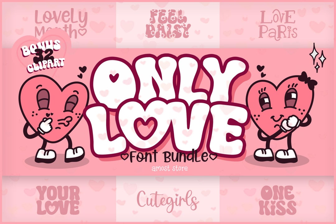 Only Love Font Bundle, Procreate Font, Canva Font, Cricut Fonts ...