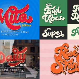 Daily Groovy Font Bundle, Groovy Font, Cricut Font, Retro Font, Vintage ...