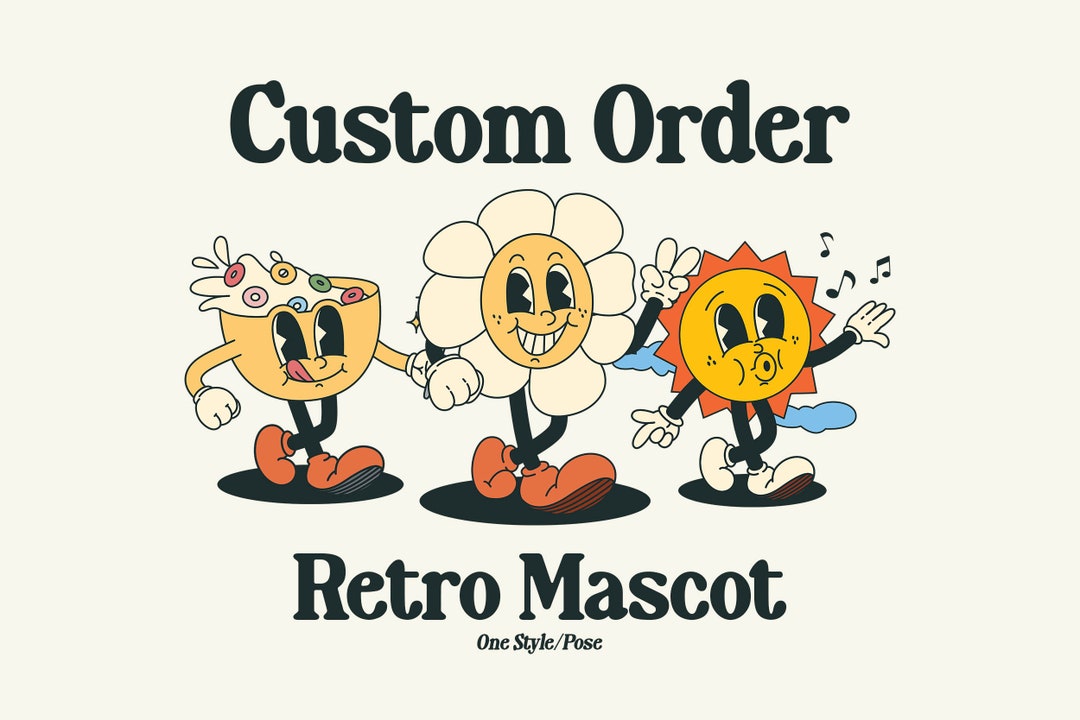 Retro Mascot Custom Order | Vintage Character Logo for Bussines, School ...