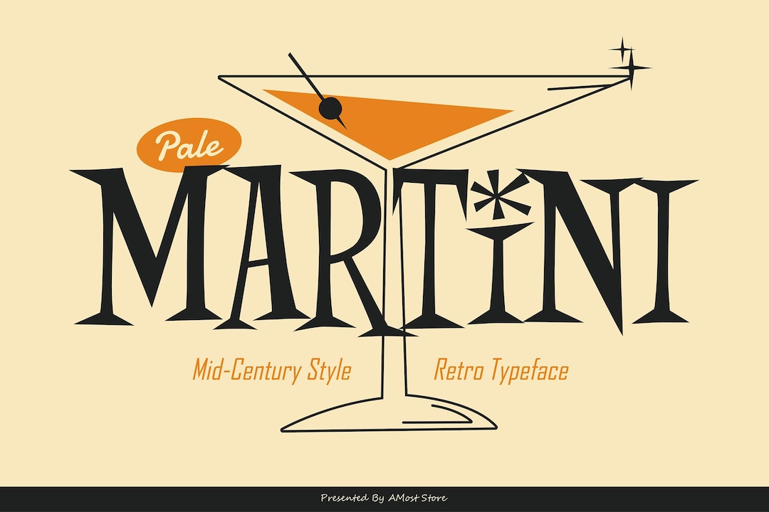 Martini Typeface, Mid Century, Retro, Vintage, Classic, Nostalgic ...