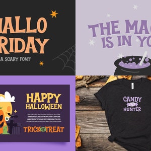 Halloween Font Bundle, Procreate Font, Canva Font, Cricut Fonts, Groovy ...