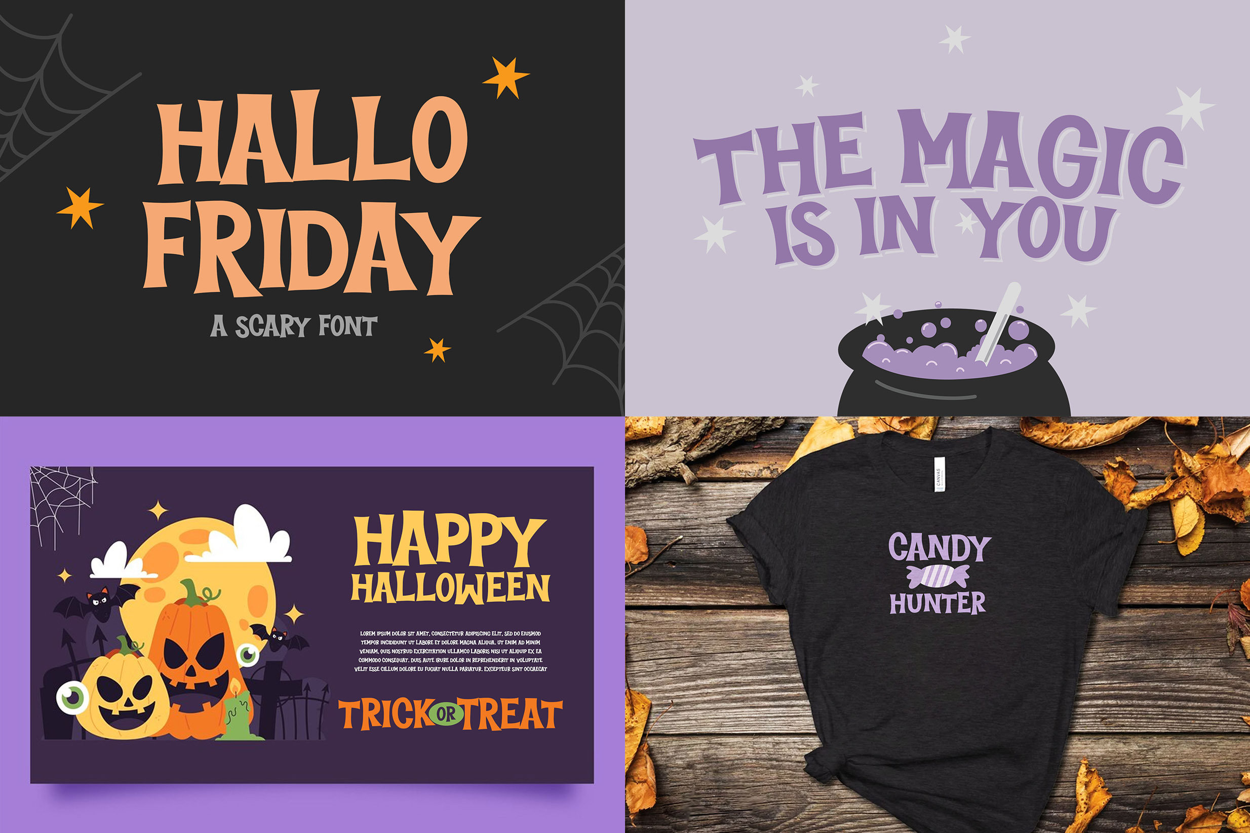 Halloween Font Bundle, Procreate Font, Canva Font, Cricut Fonts, Groovy ...