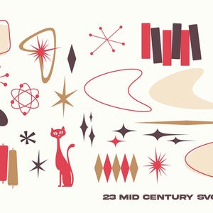 Retro Atomic Mid Century Modern SVG - PNG, Space Age Cosmic, Atomic Cat ...