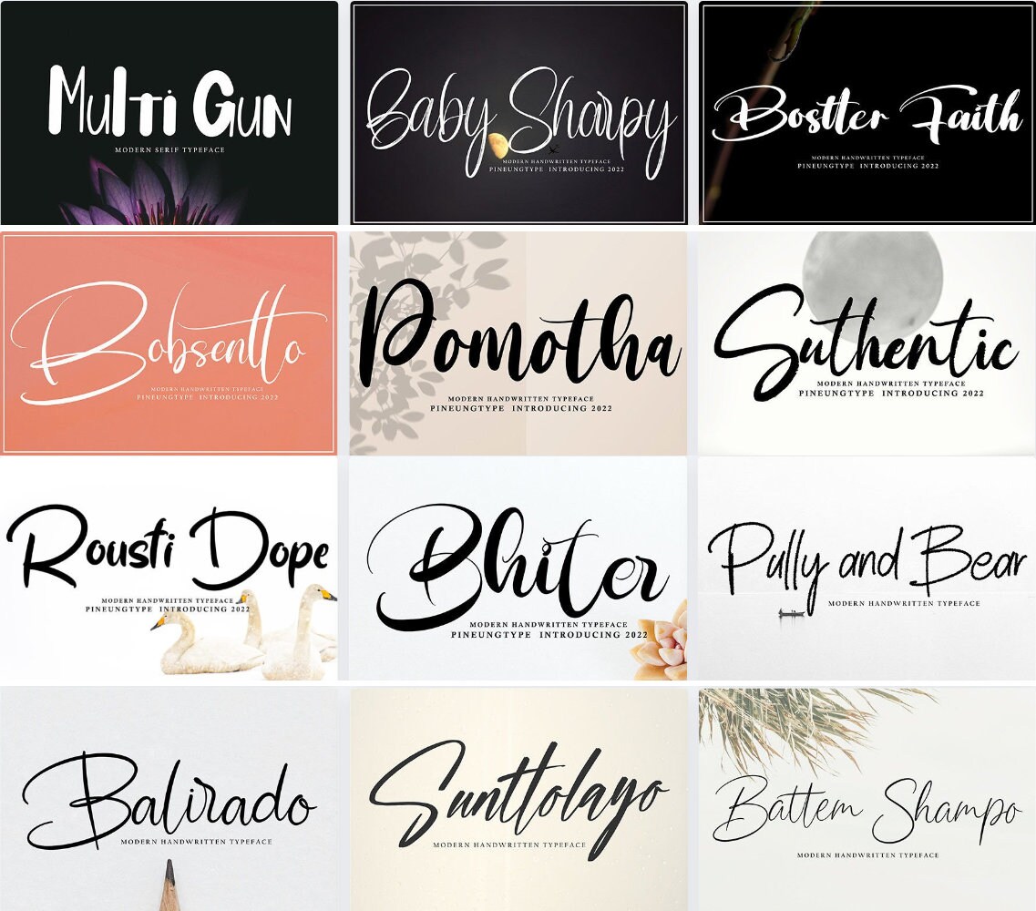 300 FONTS BUNDLE, Font SVG, Cursive Fonts Svg, Fonts for Cricut ...