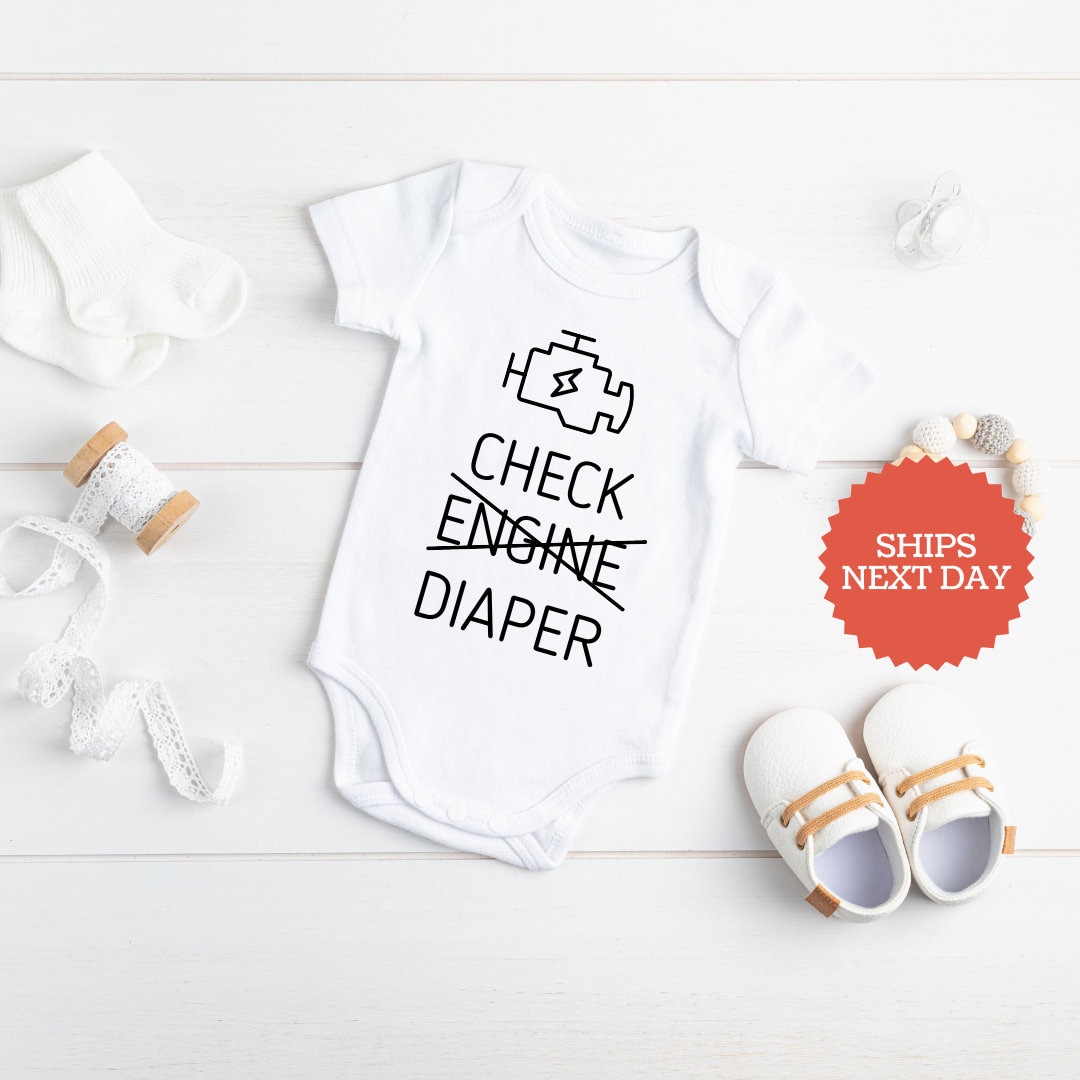 Check Engine Baby Onesie® Funny Poopy Diaper Baby Onesie® Cute Mechanic ...