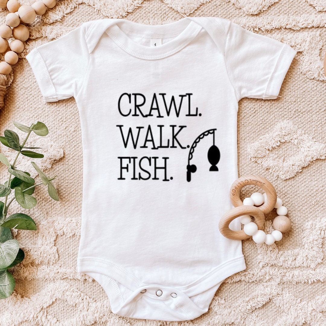 Crawl Walk Fish Fishing Lover Gift Nature Baby Gift New Dad - Etsy