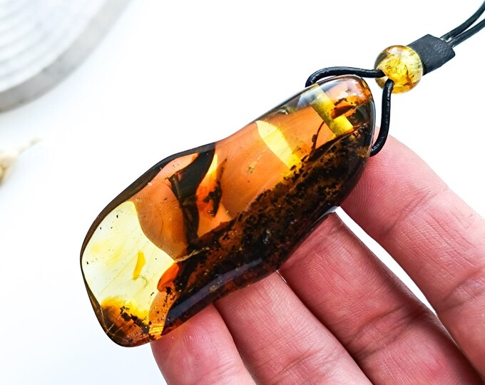 20 Gr Large Natural Baltic Amber Pendant With Adjustable Leather ...
