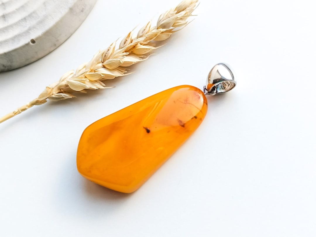 Large Amber Pendant With 925 Silver Bail, Butterscotch Amber Pendant ...