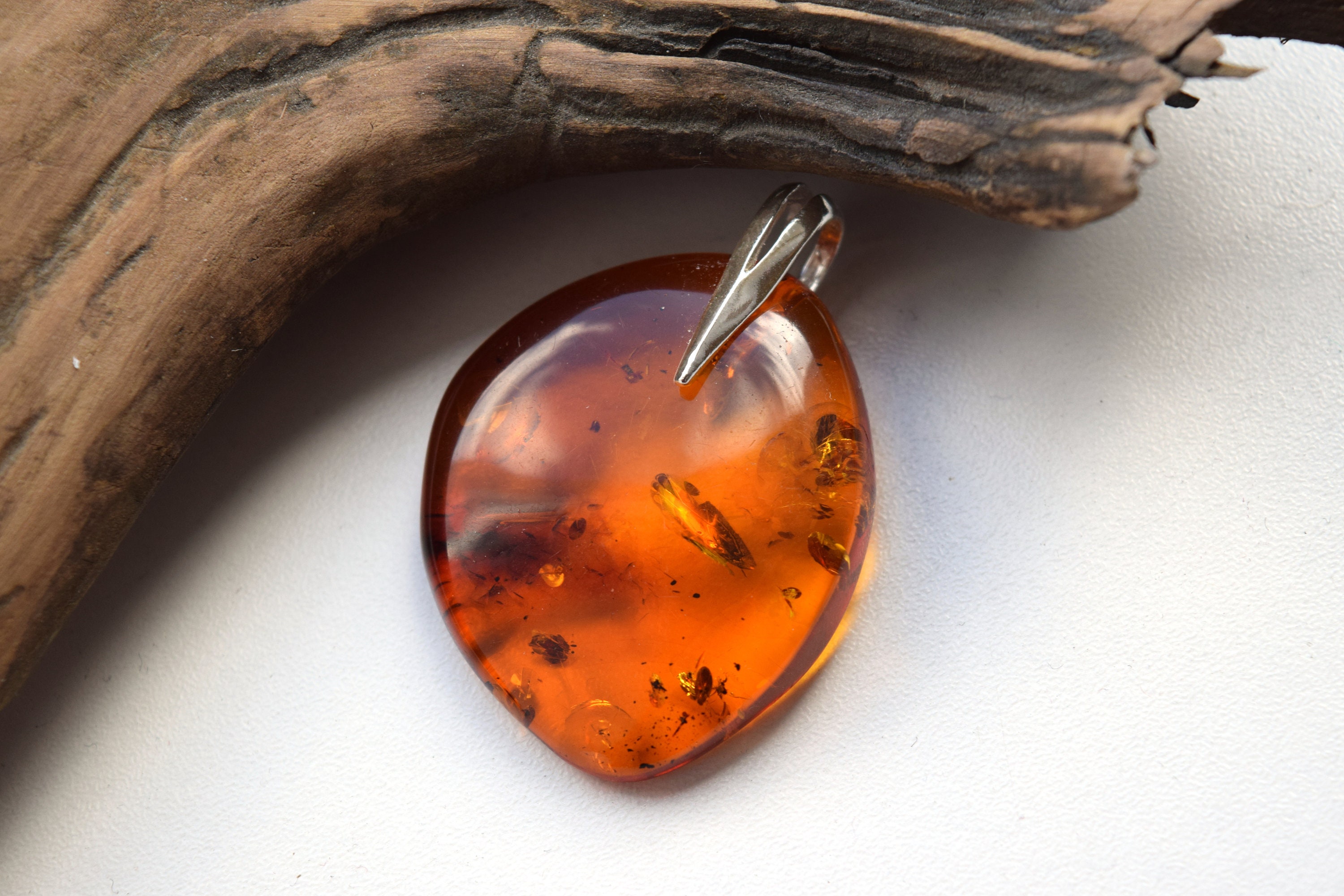 Large Amber Pendant with 925 Silver Baltic Amber | Etsy