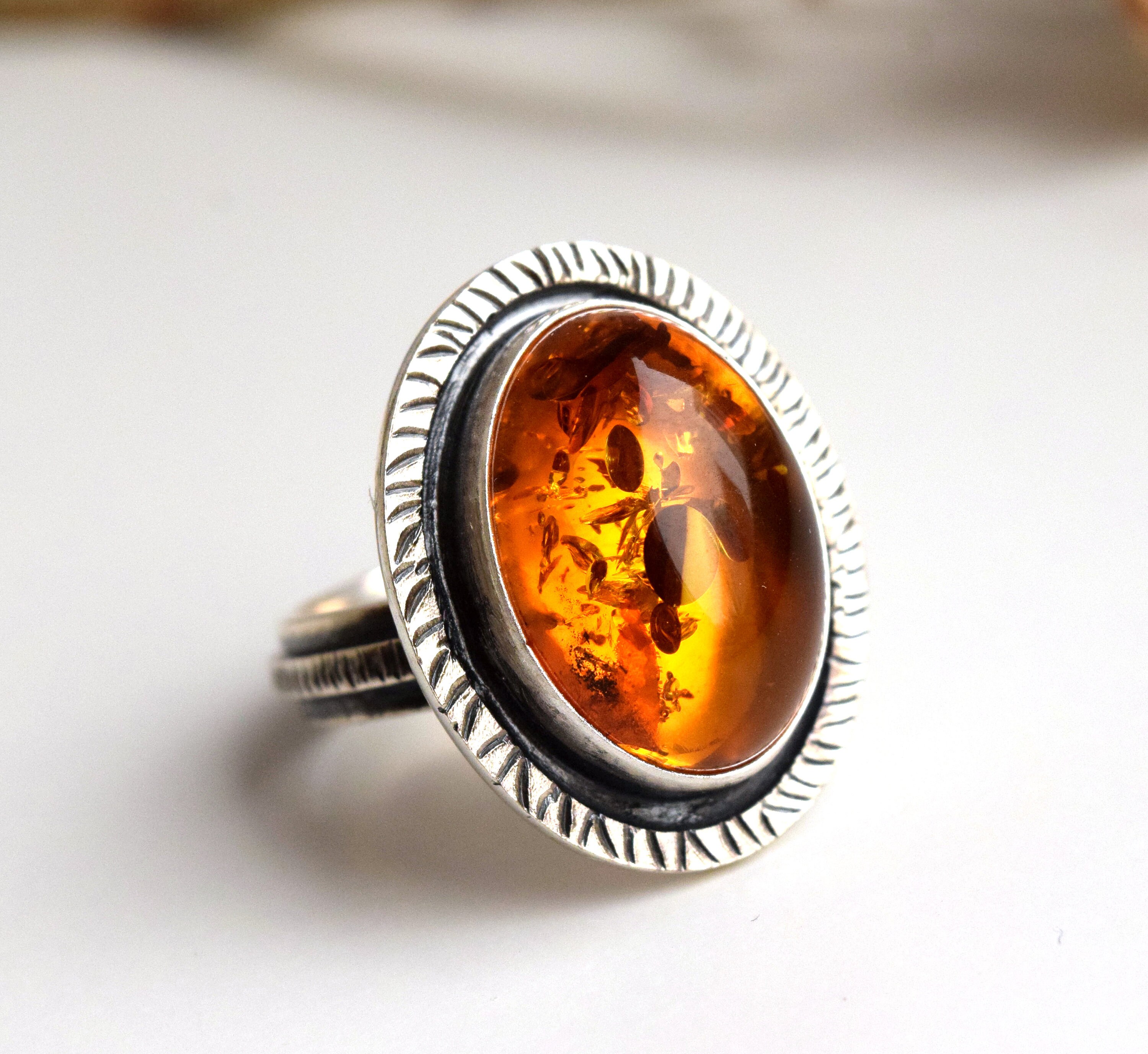 Natural Amber 925 Sterling Silver RingAdjustable Amber Silver | Etsy