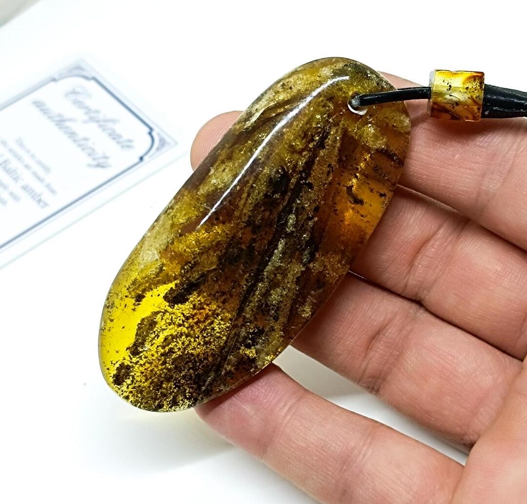 21gr Large Amber Pendant, Natural Baltic Amber Pendant With Leather ...