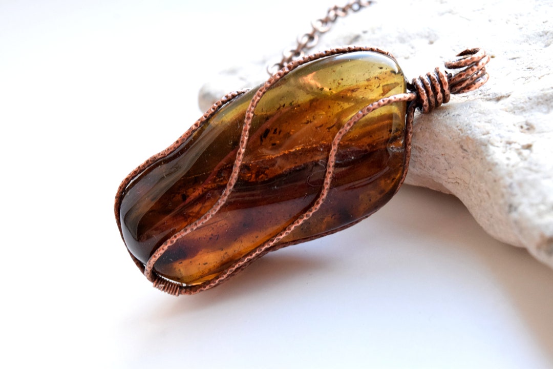 Baltic Amber Wire Wrapped Pendant Amber Jewelryspiritual - Etsy