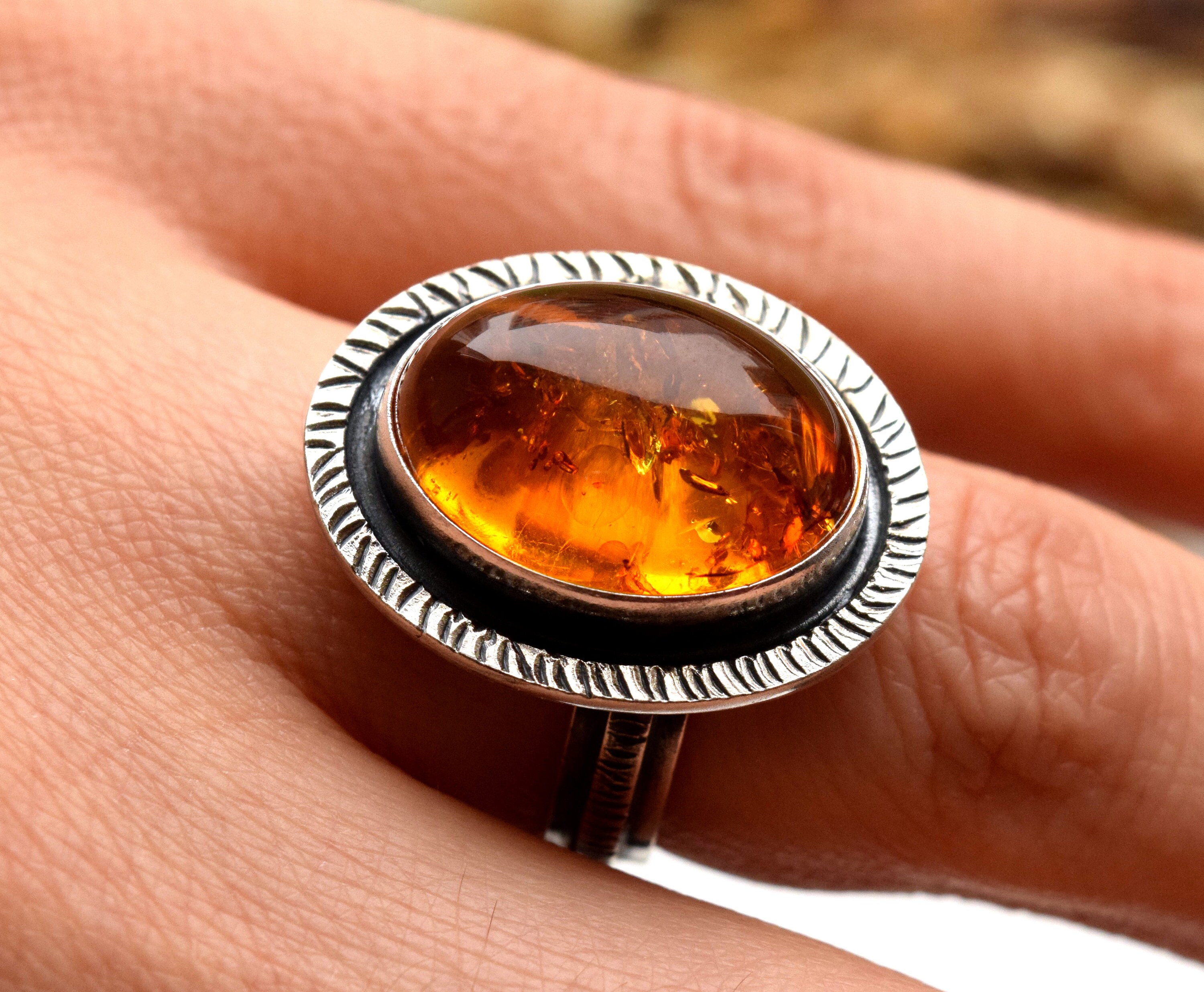 Natural Amber 925 Sterling Silver RingAdjustable Amber Silver | Etsy