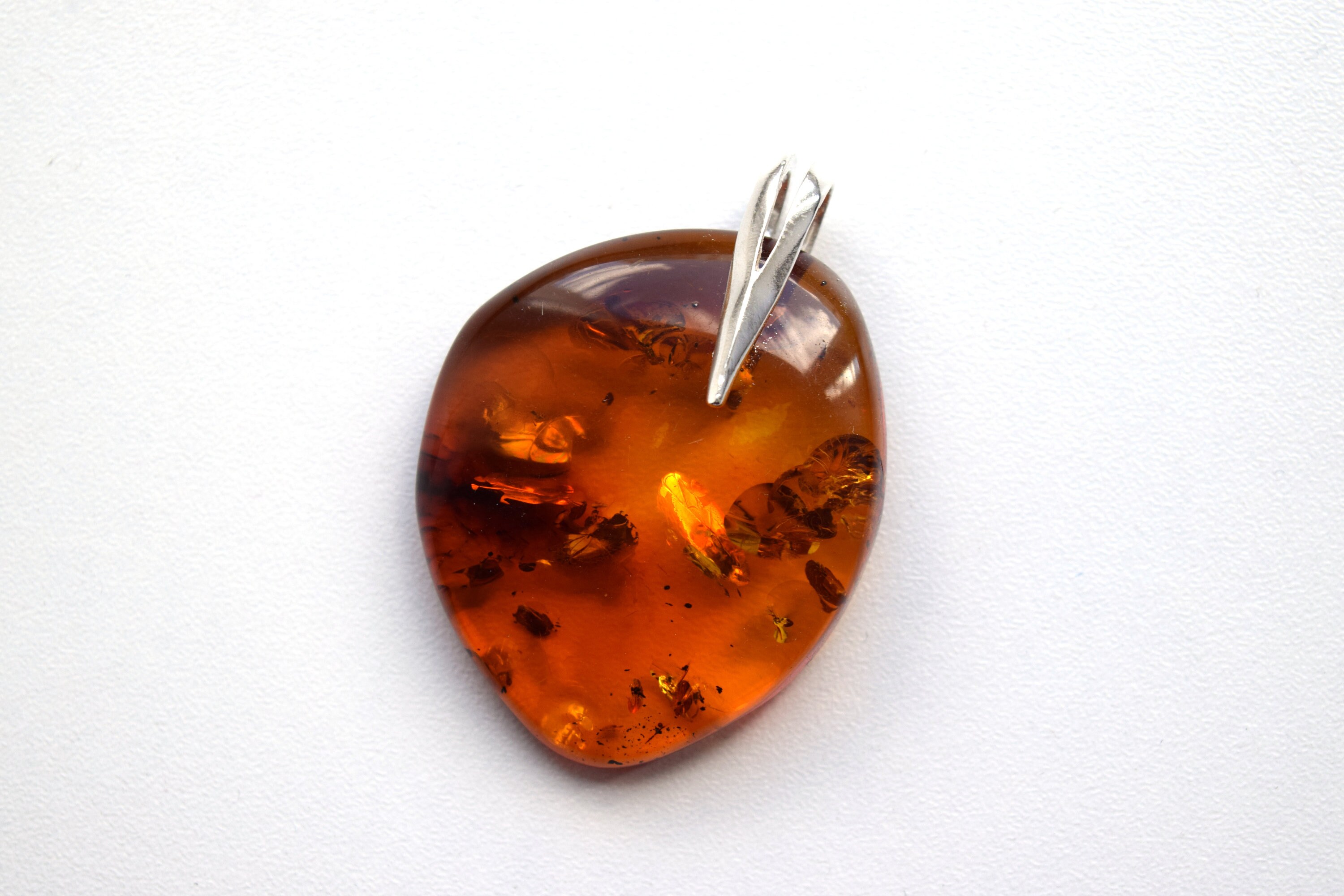 Large Amber Pendant with 925 Silver Baltic Amber | Etsy