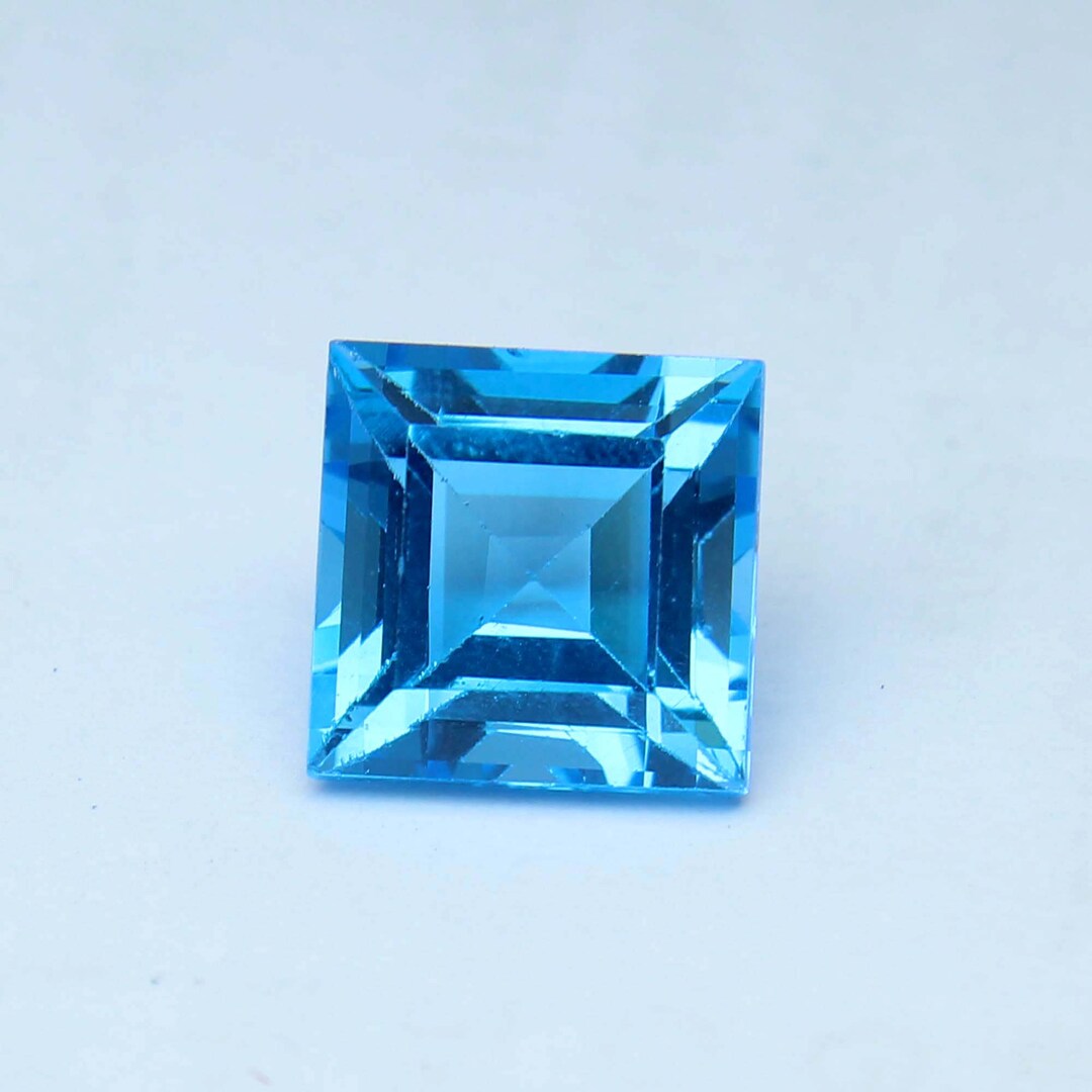 13x13 Mm 100% Natural Swiss Blue Topaz Faceted Square Loose Gemstone ...