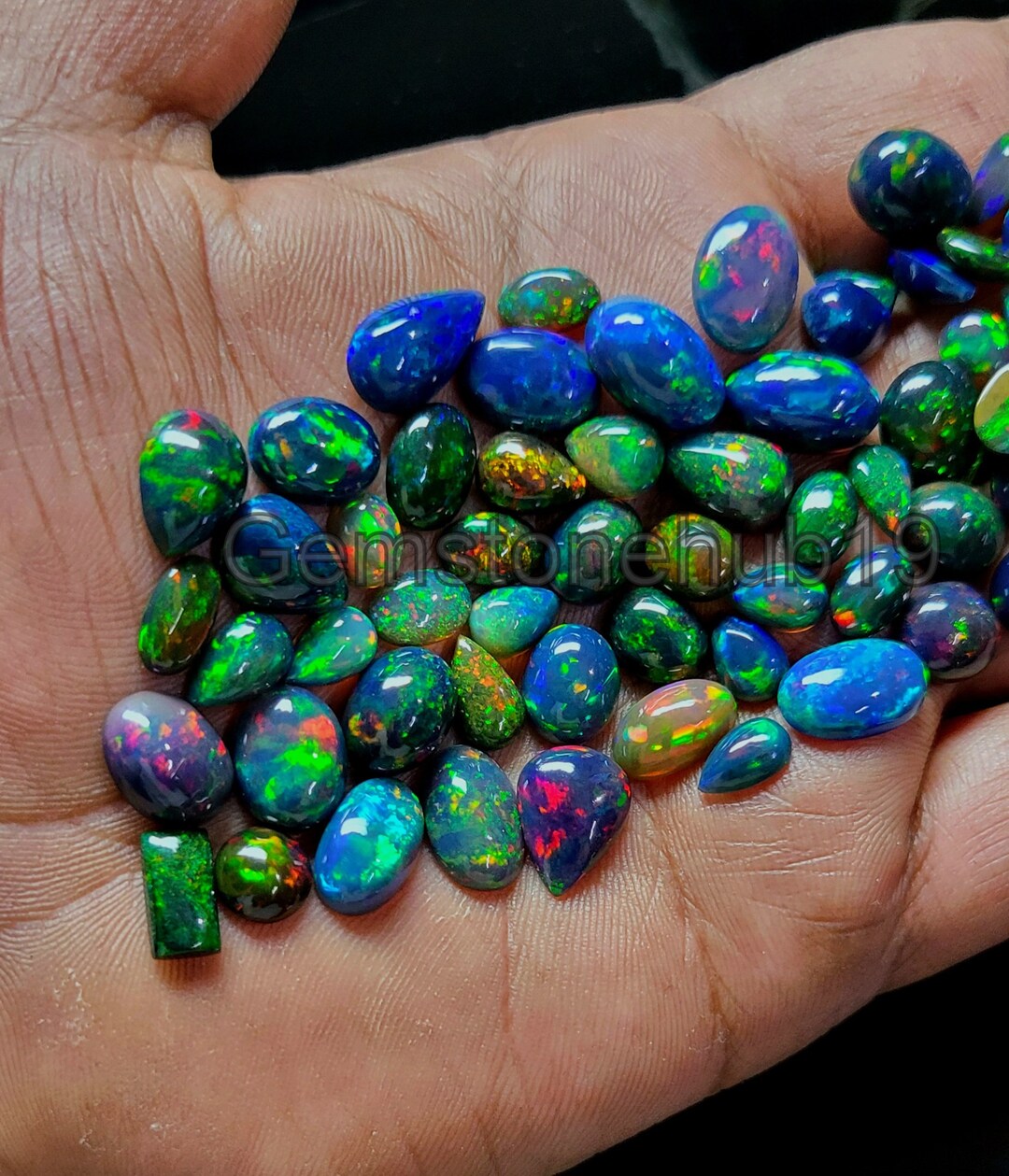 Black Opal Cabochon Lot, Ethiopian Opal Mix Cabochon Lot, Welo Fire ...