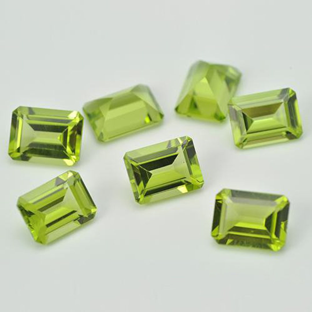 6x8 Mm Peridot Faceted Octagon Gemstone Lot-loose Peridot Lot-august ...