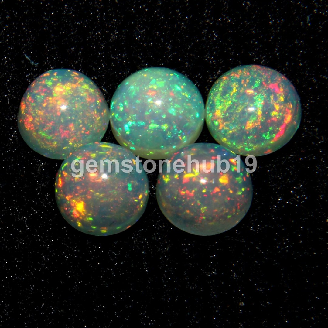 Natural Ethiopian Opal-white Opal-cabochon Round Opal-welo Fire Opal ...