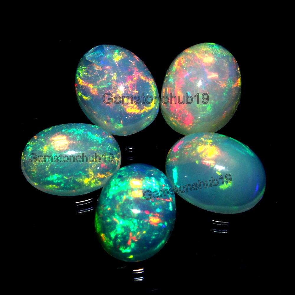6x8 MM Natural Ethiopian Opal LotWhite Opal CabochonsMulti | Etsy