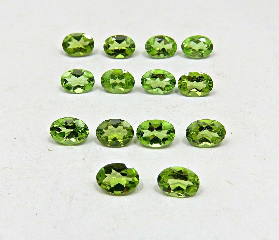 6x8 Mm Natural Peridot Faceted Oval Gemstone Lot-loose Peridot - Etsy