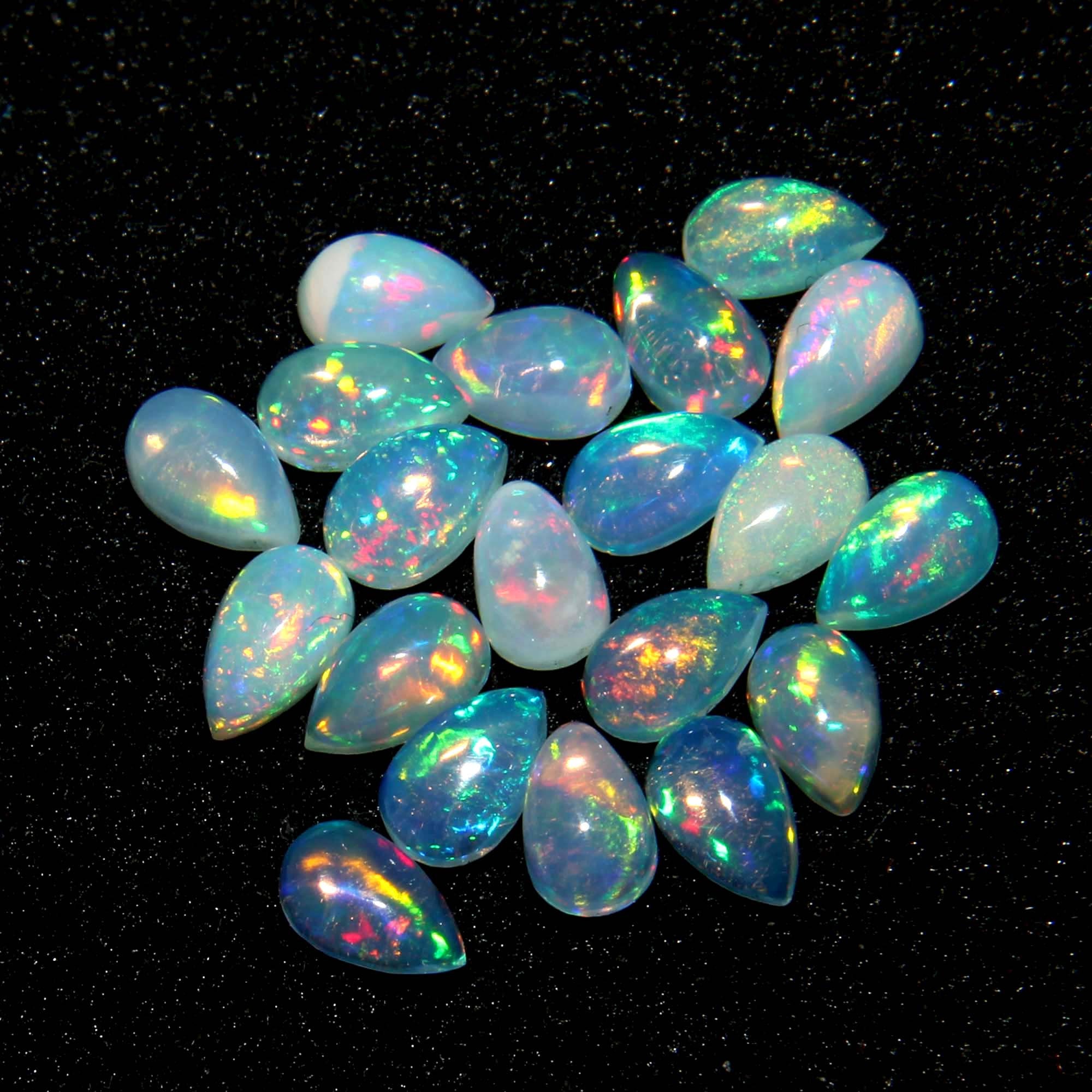 4x5 mm Natural Ethiopian Multi Fire Opal Pear Cabochon | Etsy