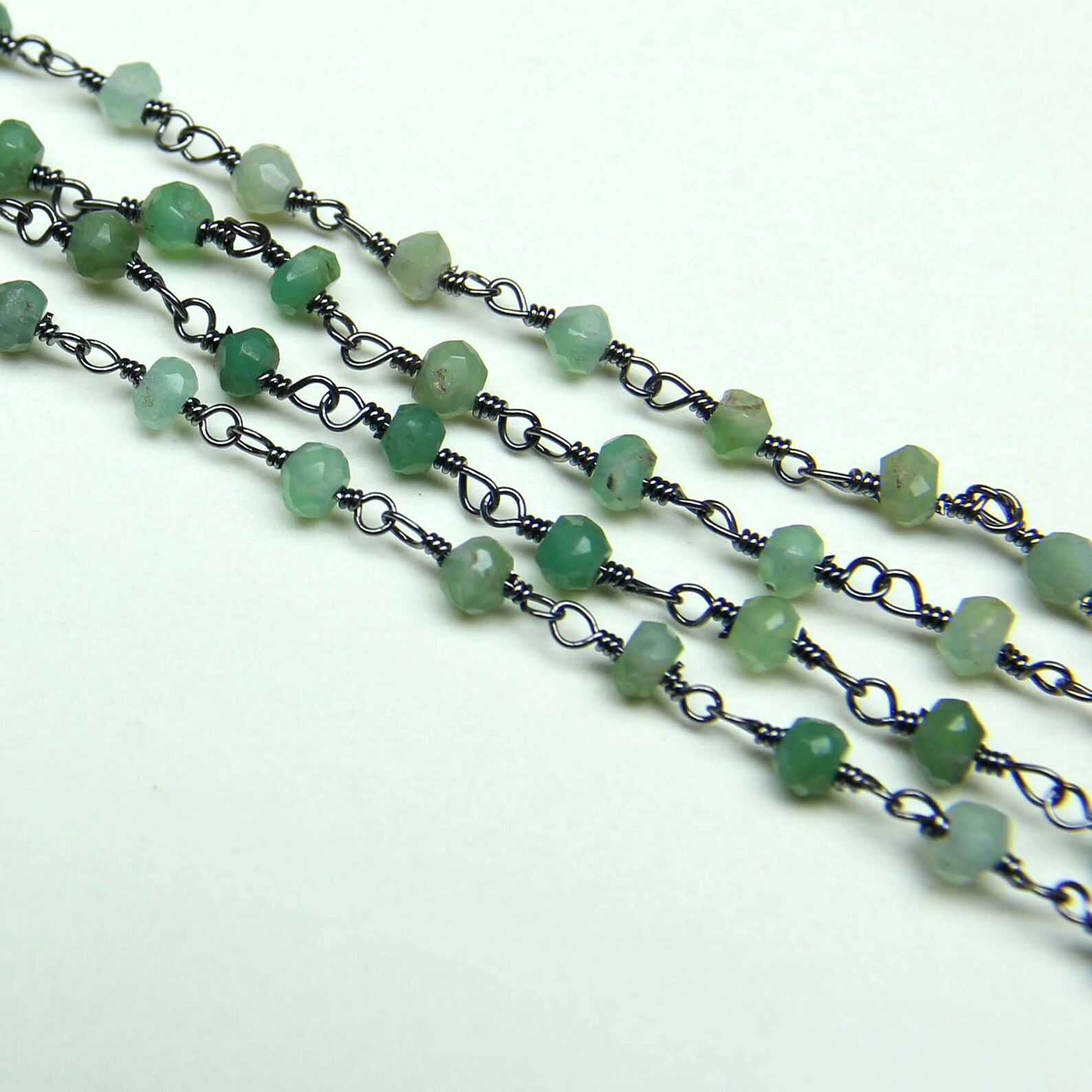 Natural Aventurine Roundel Shape Beaded Rosary Chain-oxidized Wire ...