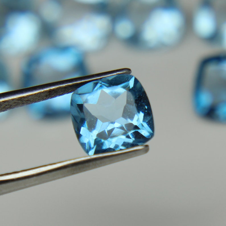 7x7mm Natural Blue Topaz Swiss Blue Topaz Blue Topaz | Etsy