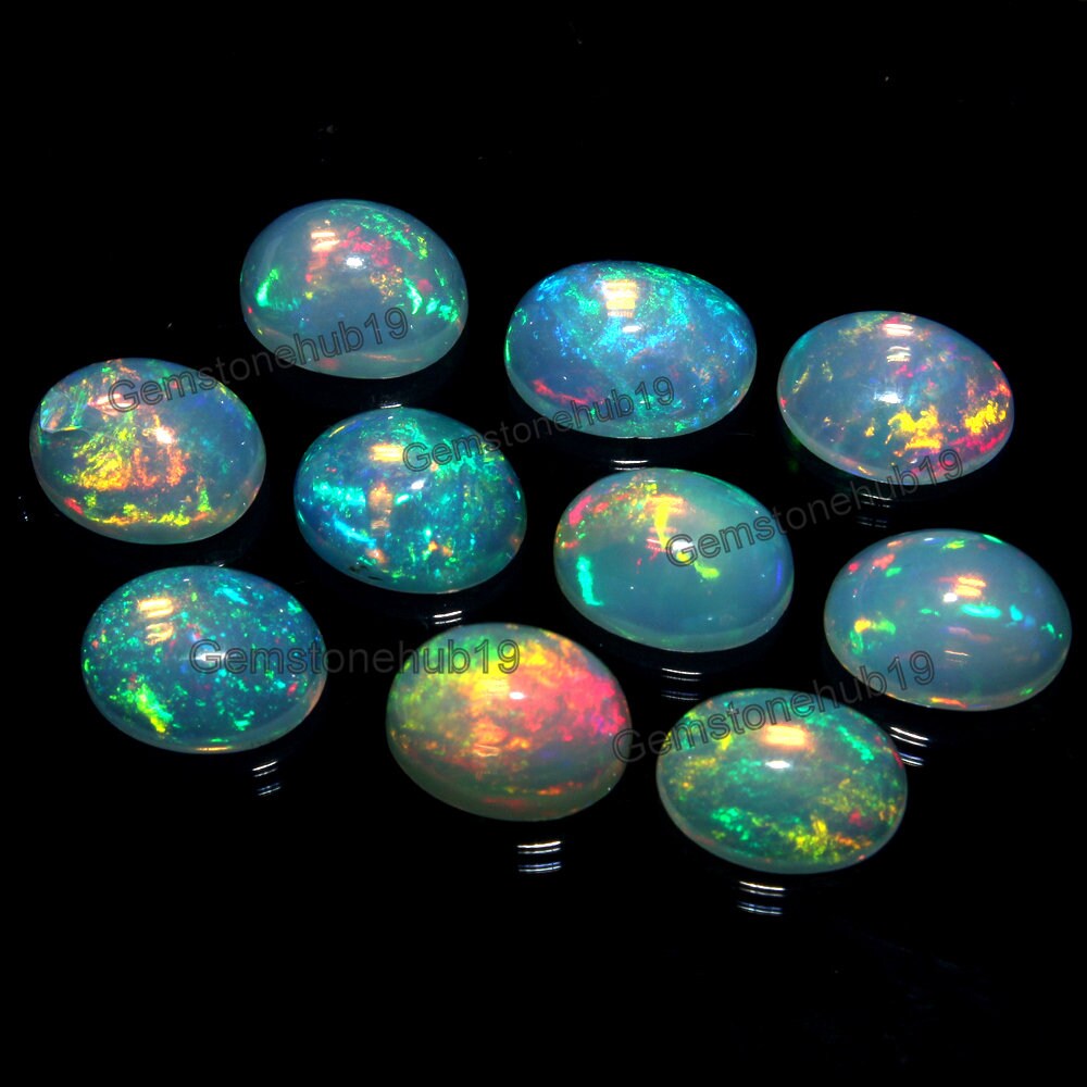 6x8 MM Natural Ethiopian Opal LotWhite Opal CabochonsMulti | Etsy