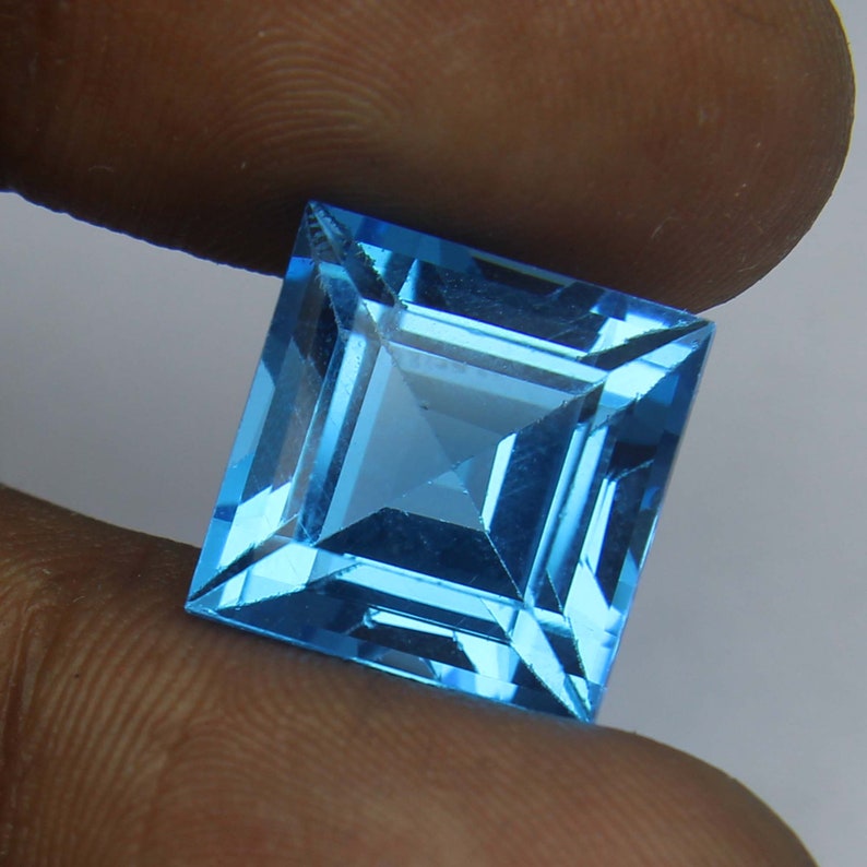 13x13 Mm 100% Natural Swiss Blue Topaz Faceted Square Loose - Etsy