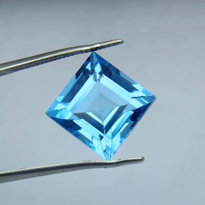 13x13 Mm 100% Natural Swiss Blue Topaz Faceted Square Loose Gemstone ...